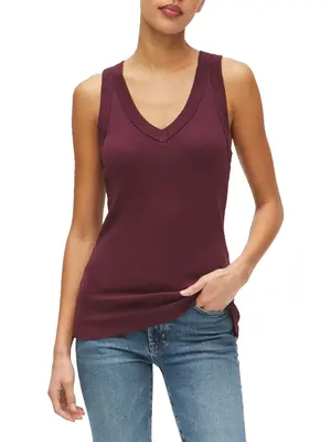 Michael Stars Michael Stars Maya Cotton V-neck Tank Plum