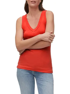 Michael Stars Michael Stars Maya Cotton V-neck Tank Pomodoro