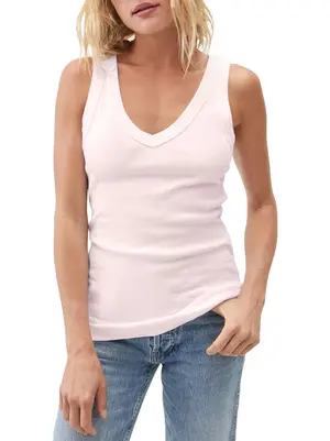 Michael Stars Michael Stars Maya Cotton V-neck Tank Rose