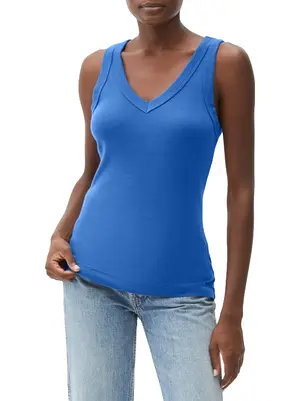 Michael Stars Michael Stars Maya Cotton V-neck Tank Royal