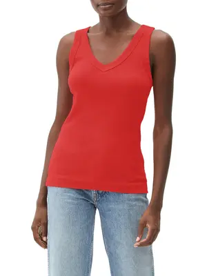 Michael Stars Michael Stars Maya Cotton V-neck Tank Salsa