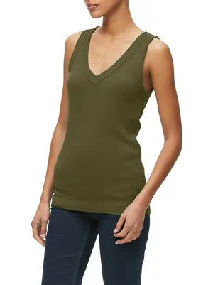 Michael Stars Michael Stars Maya Cotton V-neck Tank Tarragon