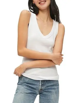 Michael Stars Maya Cotton V-neck Tank - White