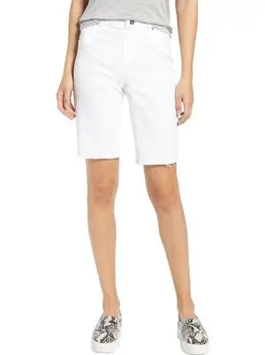 Hue High Waist Bermuda Denim Shorts - White