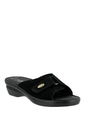 SPRING STEP SHOES Kea Slide Sandal Black Suede