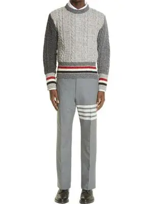 Thom Browne 4-bar Mélange Wool Pants - Med Grey