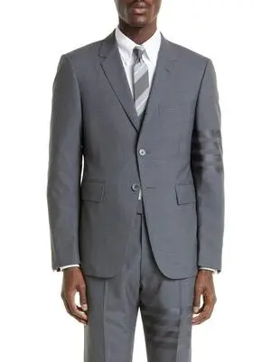 Thom Browne Thom Browne 4-Bar Mélange Wool Sport Coat Dark Grey