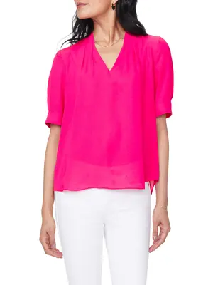 NYDJ NYDJ Charming V-Neck Top Big Pink