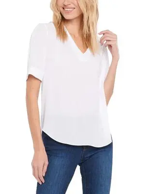 NYDJ NYDJ Charming V-Neck Top Optic White