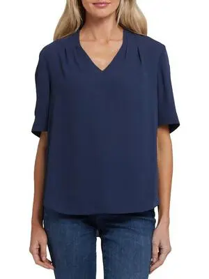 NYDJ Charming V-neck Top - Oxford Navy
