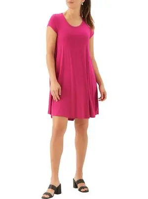 Karen Kane Maggie Cap-sleeve Trapeze Dress - Cherry Pink