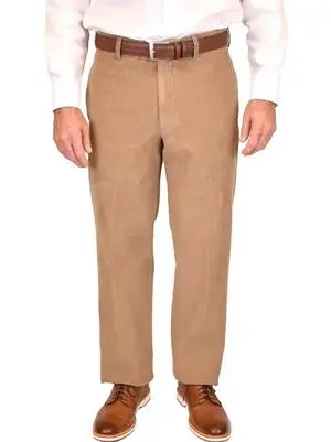 Berle Berle' Flat Front Corduroy Trousers Khaki