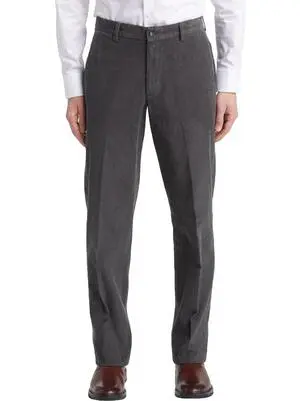 Berle Flat Front Corduroy Trousers - Moss