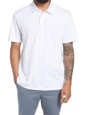 Vince Regular Fit Garment Dyed Cotton Polo - Optic White