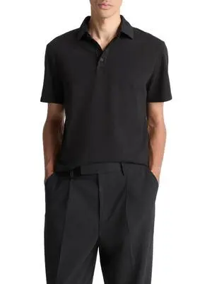 Vince Regular Fit Garment Dyed Cotton Polo - True Black