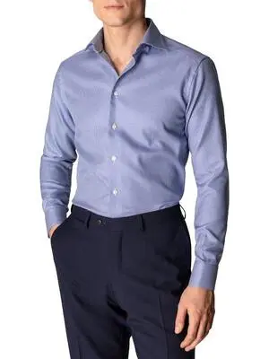 Eton Contemporary Fit Houndstooth Dress Shirt - Blue
