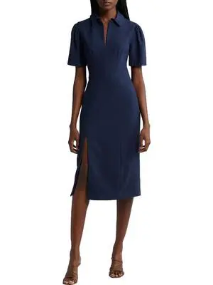 Dress The Population Dress The Population Gloria Front Zip Sheath Dress Midnight Blue
