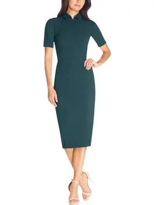 Dress The Population Gloria Front Zip Sheath Dress - Pine