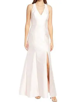 Alfred Sung Halter Satin Trumpet Gown - Blush