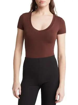 Naked Wardrobe The Nw V-neck Bodysuit - Chocolate