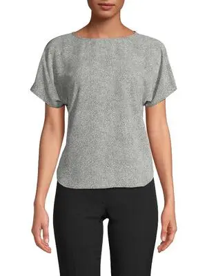 Anne Klein Microdot Short Sleeve Top - Anne White/anne Black