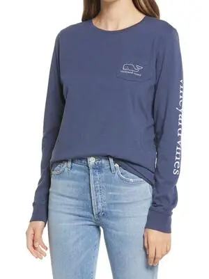Vineyard Vines Whale Long Sleeve Graphic Tee - Blue Blazer
