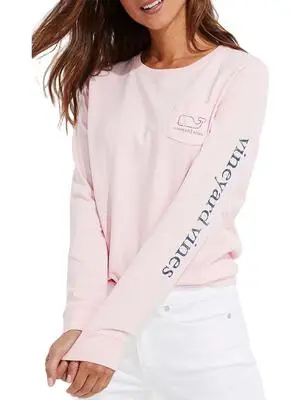 Vineyard Vines Whale Long Sleeve Graphic Tee - Flamingo