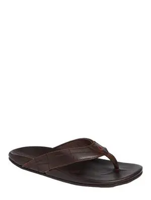 Olukai OluKai Hokule’a Kia Flip Flop Dark Wood Leather