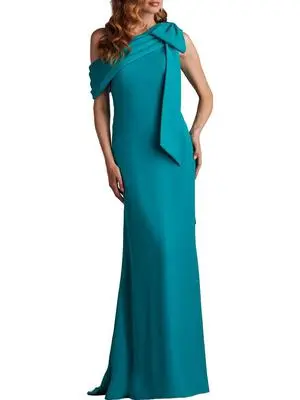 Tadashi Shoji One-shoulder Column Gown - Dusty Teal