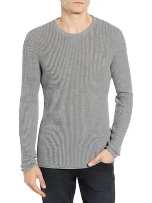 Billy Reid Regular Fit Waffle Crewneck Pullover - Grey