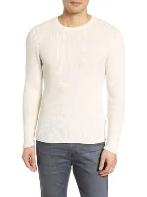 Billy Reid Regular Fit Waffle Crewneck Pullover - White