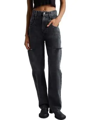 MAISON MARGIELA Ripped Straight Leg Jeans - Black Washed
