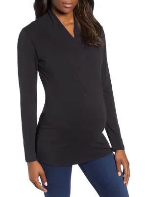 ANGEL MATERNITY Maternity/Nursing Top Black