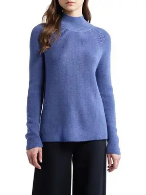 Eileen Fisher Raglan Sleeve Merino Wool Turtleneck Sweater - Periwinkle