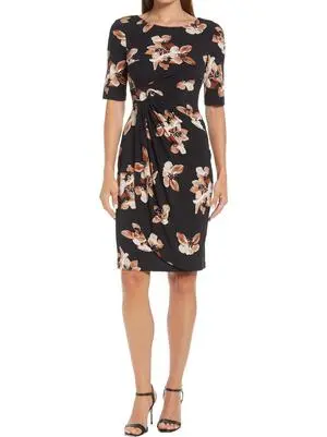 CONNECTED APPAREL Floral Ruched Dress