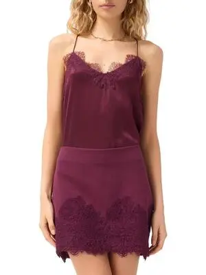 Cami Nyc The Racer Lace Trim Silk Camisole - Blackberry