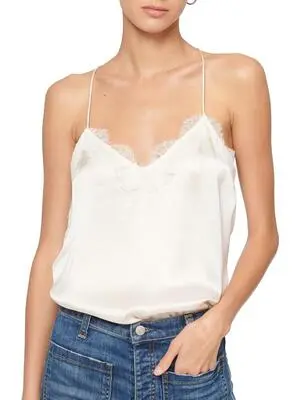 Cami Nyc The Racer Lace Trim Silk Camisole - White