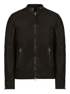 ALLSAINTS AllSaints Cora Leather Jacket Anthracite Grey