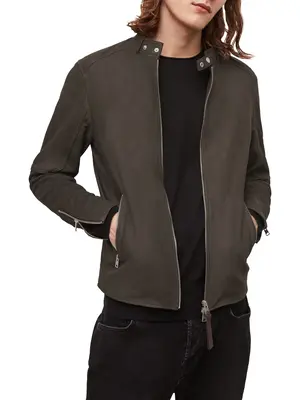 ALLSAINTS AllSaints Cora Leather Jacket Charcoal