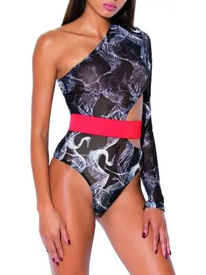 HAUTY Cutout One-shoulder Bodysuit - Black