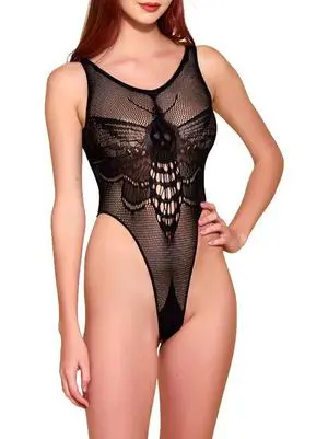 HAUTY High Leg Mesh Teddy - Black