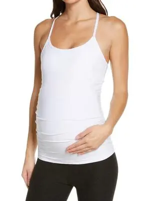 Beyond Yoga Maternity Racerback Tank - Cloud White