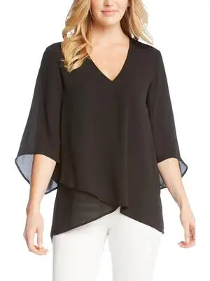 Karen Kane Karen Kane Asymmetrical Crepe Top Black