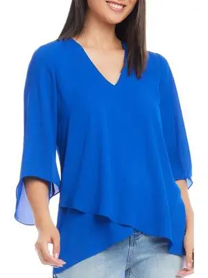 Karen Kane Karen Kane Asymmetrical Crepe Top Blue