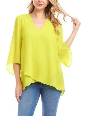 Karen Kane Karen Kane Asymmetrical Crepe Top Citron