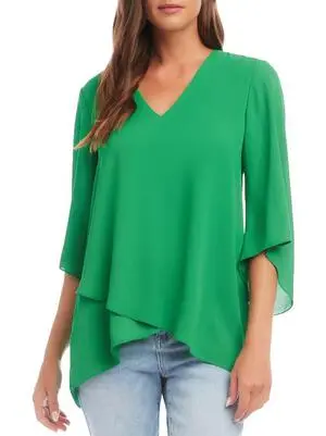 Karen Kane KAREN KANE Asymmetrical Crepe Top Green Grass