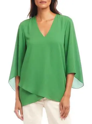 Karen Kane Karen Kane Asymmetrical Crepe Top Green