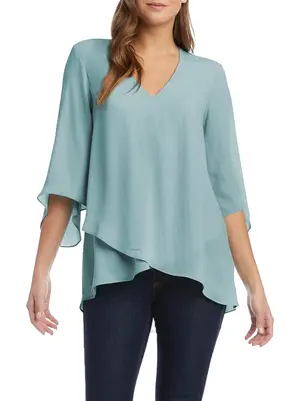 Karen Kane Karen Kane Asymmetrical Crepe Top Jade