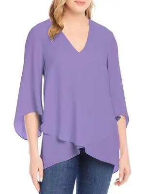 Karen Kane Asymmetrical Crepe Top - Lavendar