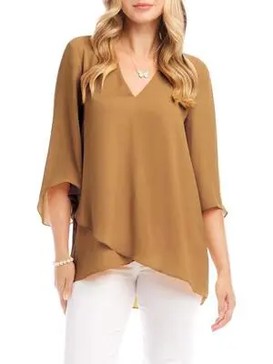 Karen Kane Karen Kane Asymmetrical Crepe Top Mustard